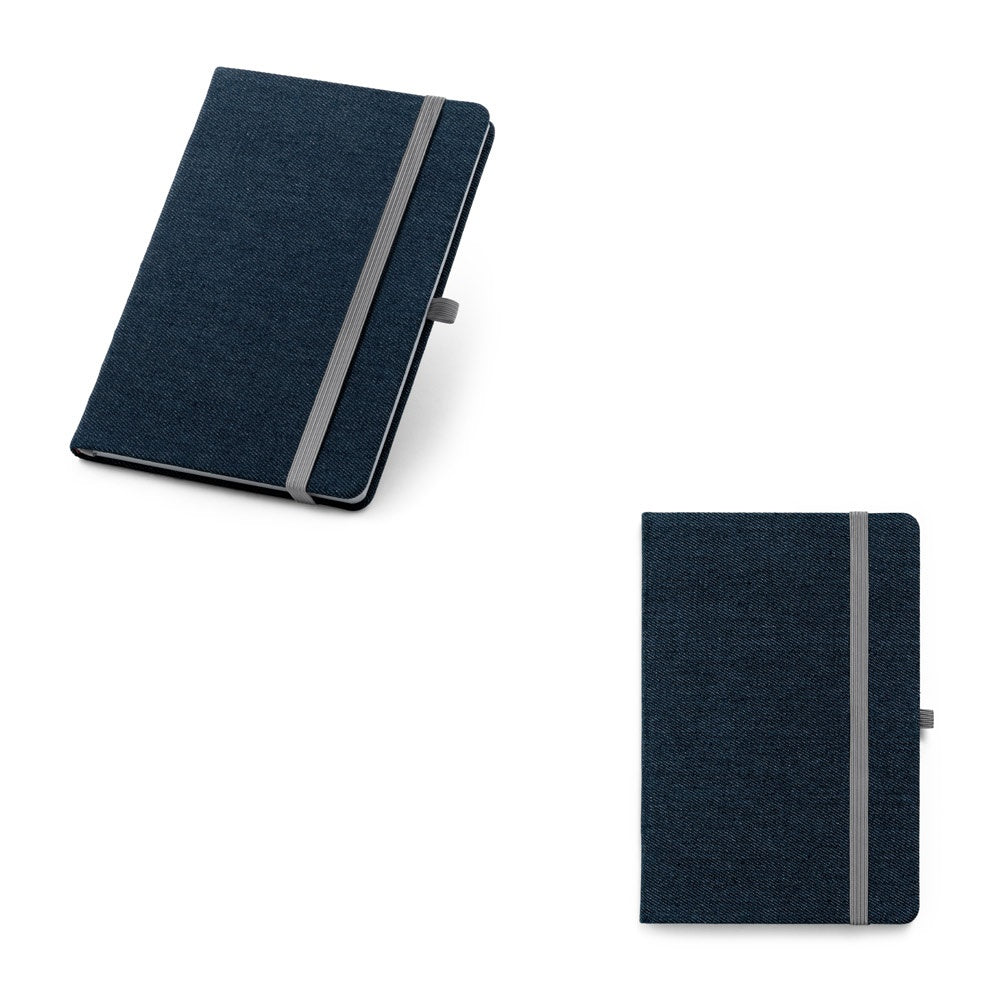 DENIM. A5 notebook in denim fabric with lined pages – Totally Branded